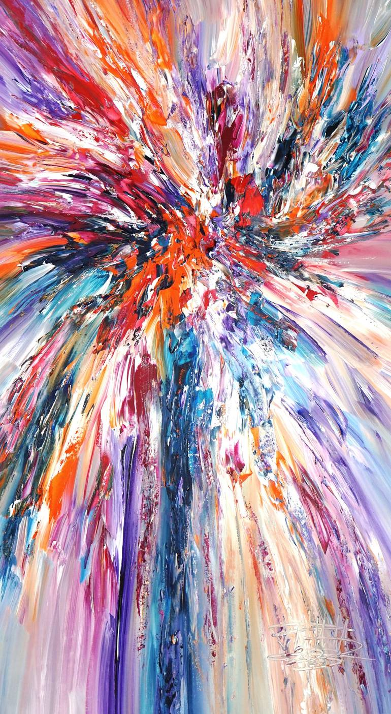 Magenta Blue Energy L 2 Painting by Peter Nottrott | Saatchi Art