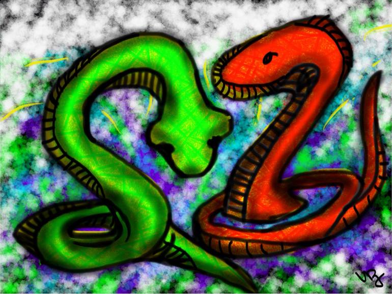 Twin Snakes for J&D Drawing by Vick Trinh | Saatchi Art