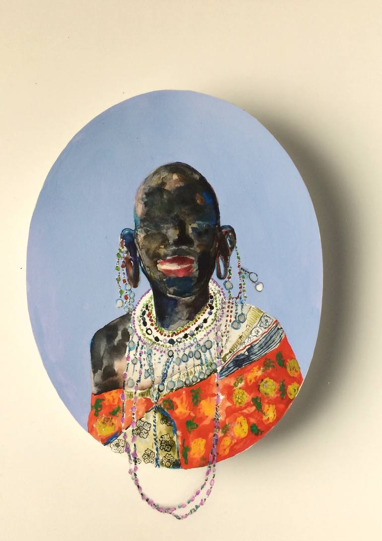 Lankenua version 2 : Victorian Maasai Portrait series Painting by ...