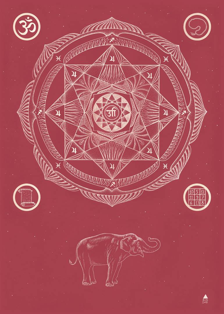 Jupiter (Guru) Yantra Drawing by Anton Ovchinnikov | Saatchi Art