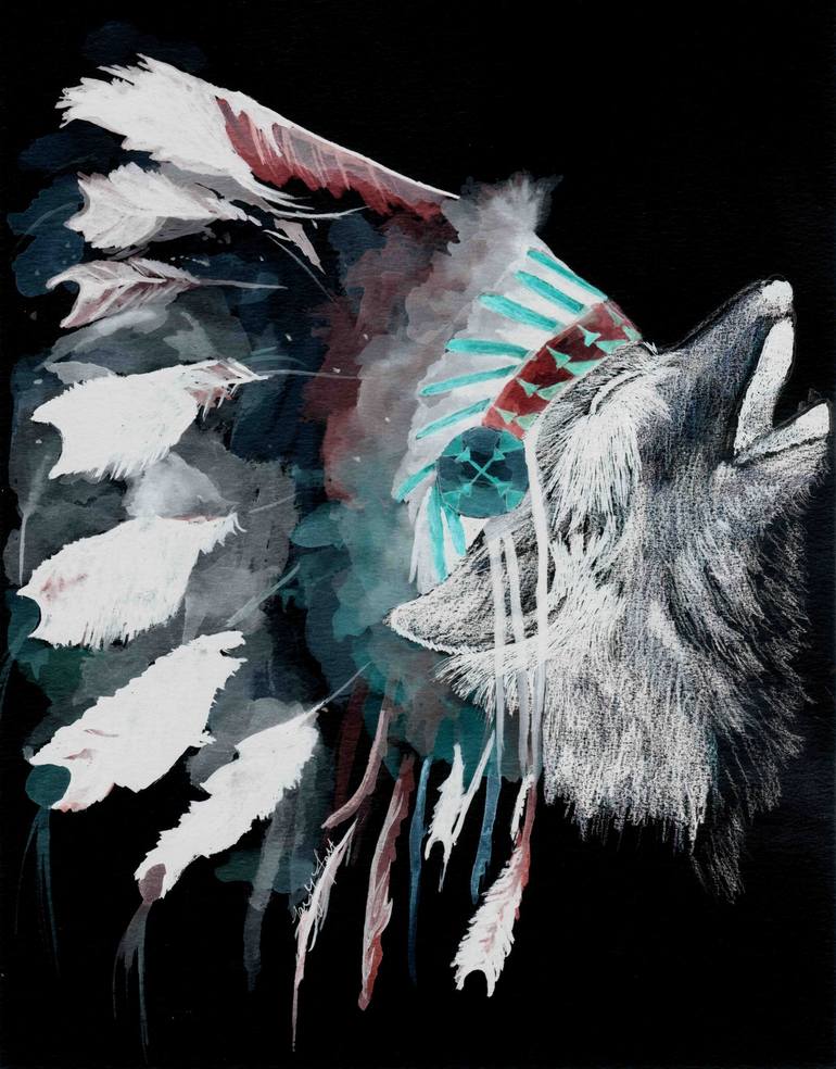 Inverted Devyn's Wolf Painting by Taylor Felt | Saatchi Art