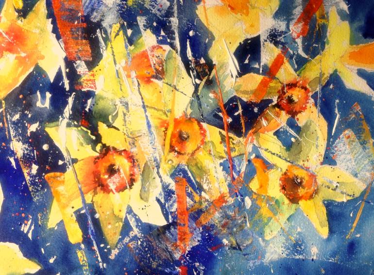 Cornish daffodils Painting by David Stamp | Saatchi Art