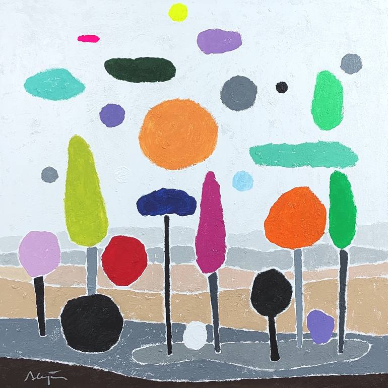 Little forest (pop, impressionism, landscape, nature) Painting by ...