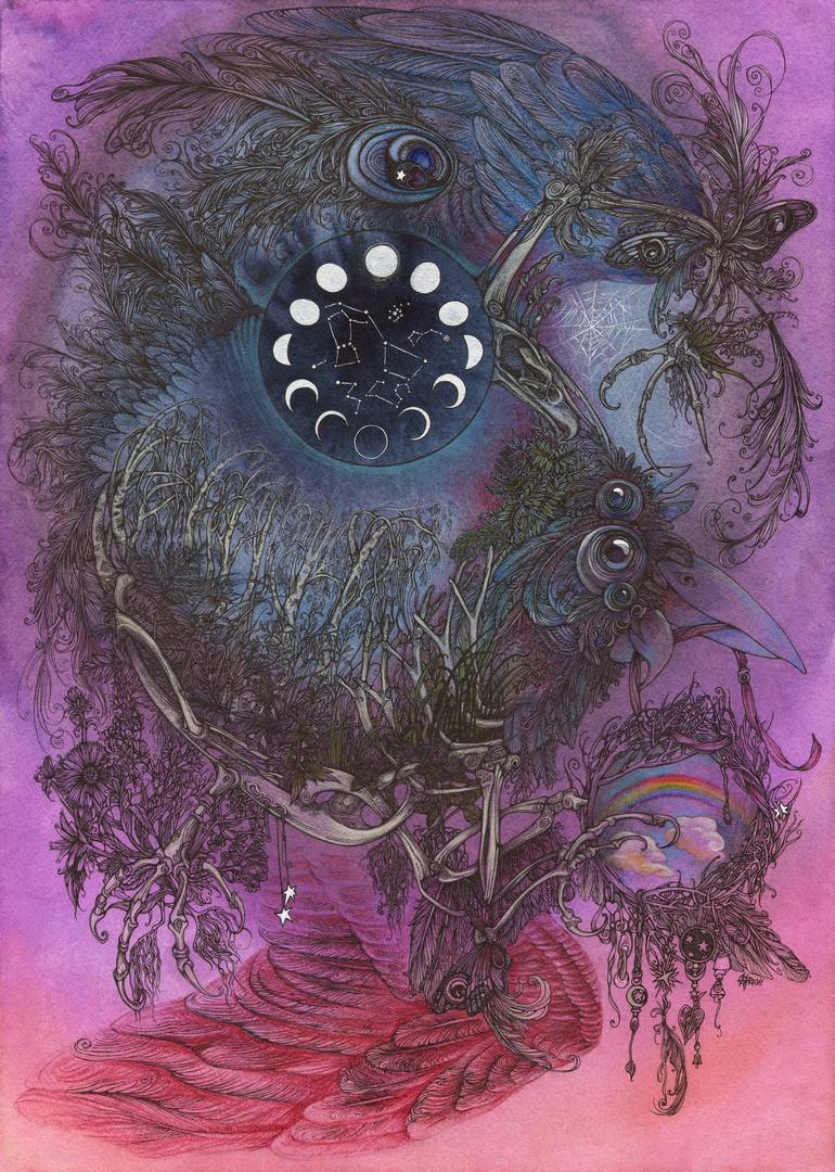 Magic Bird Drawing by Anna Oparina | Saatchi Art