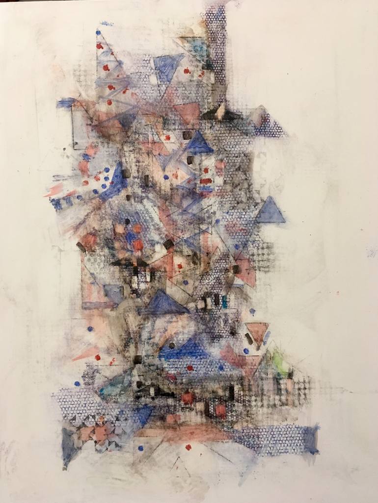 Blue Triangles Painting by Alicia Rothman | Saatchi Art