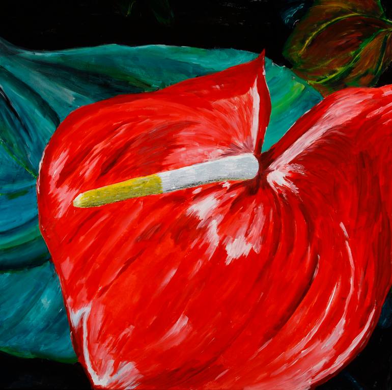Anthurium Painting by Wendy Blackwood | Saatchi Art