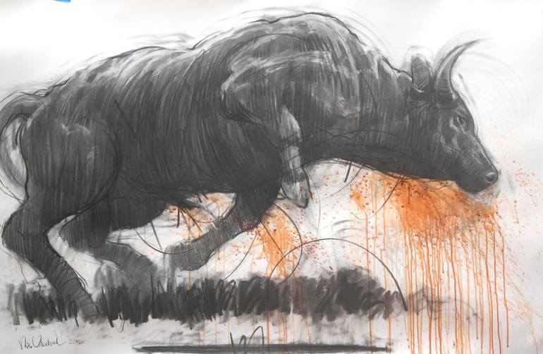 Raging Bull II 2014 Drawing by nico vrielink | Saatchi Art