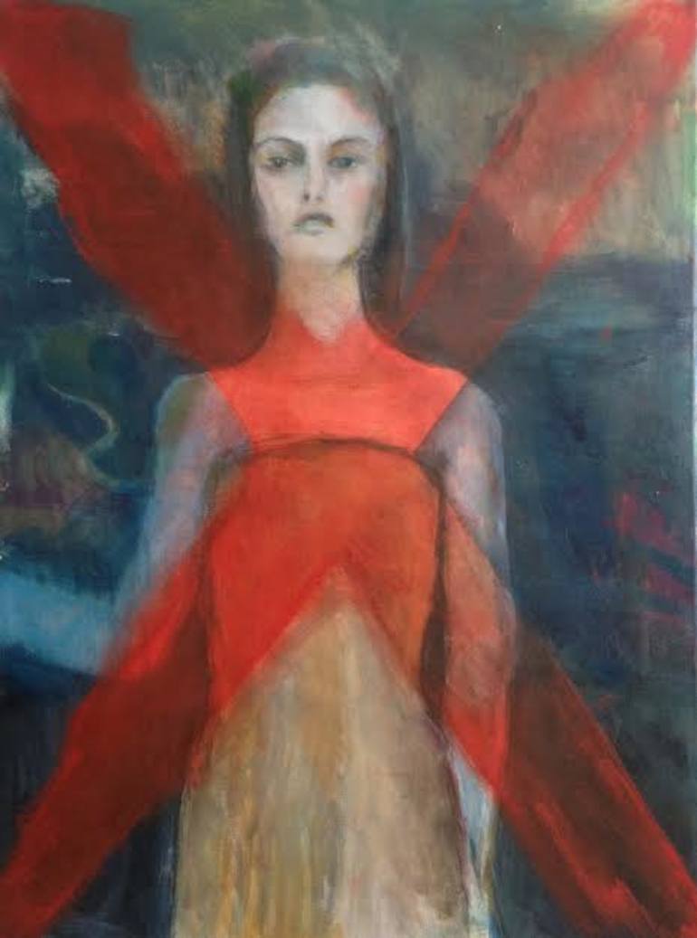 Mona With Cross Painting by Amy Alderson | Saatchi Art