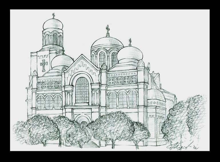 Dormition of the Theotokos Cathedral, Varna Drawing by Marieta ...
