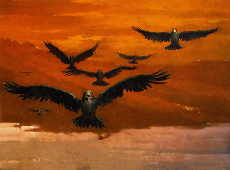 Black flock Painting by Kuba Bryzgalski | Saatchi Art