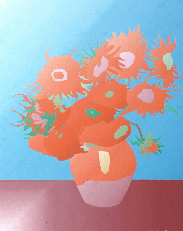 Vase & 12 sunflowers after Van Gogh Painting by Victor Gilbert ...