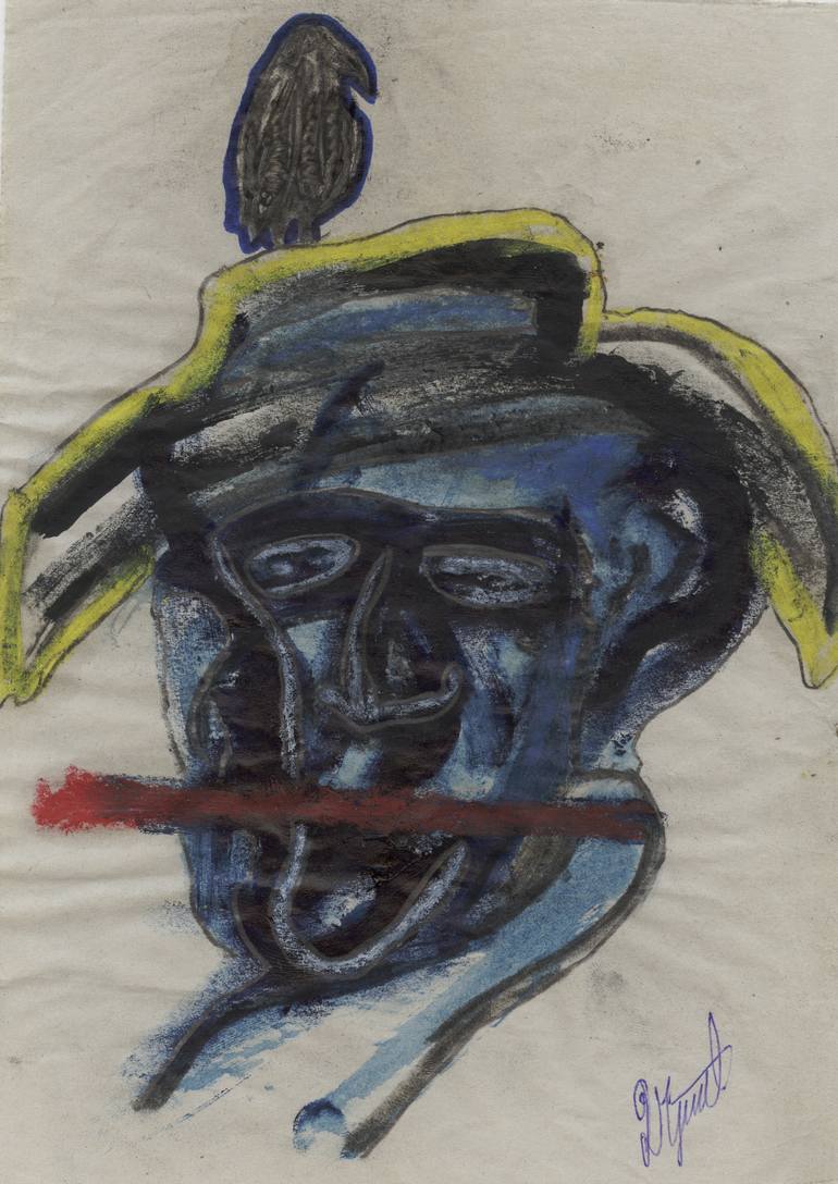 The crow on a man's hat Drawing by Dragoslav ČUpić | Saatchi Art