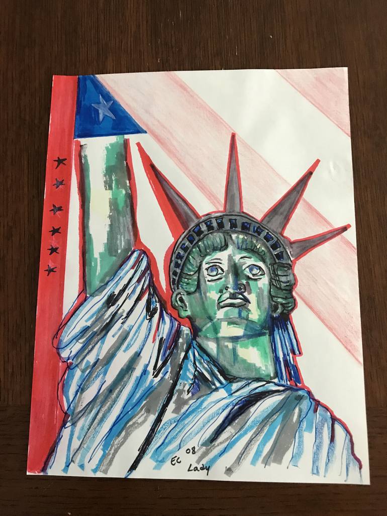 Lady Liberty Drawing by Elaine Cordova Ec | Saatchi Art