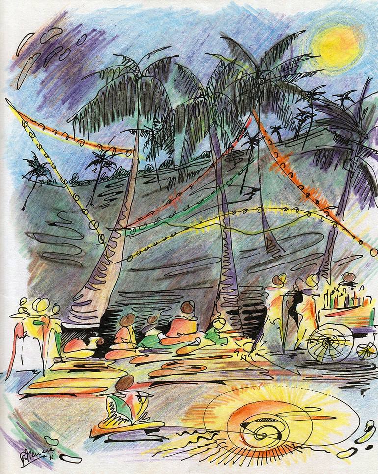 Goa Beach Part 3 Drawing by Peter Menne | Saatchi Art