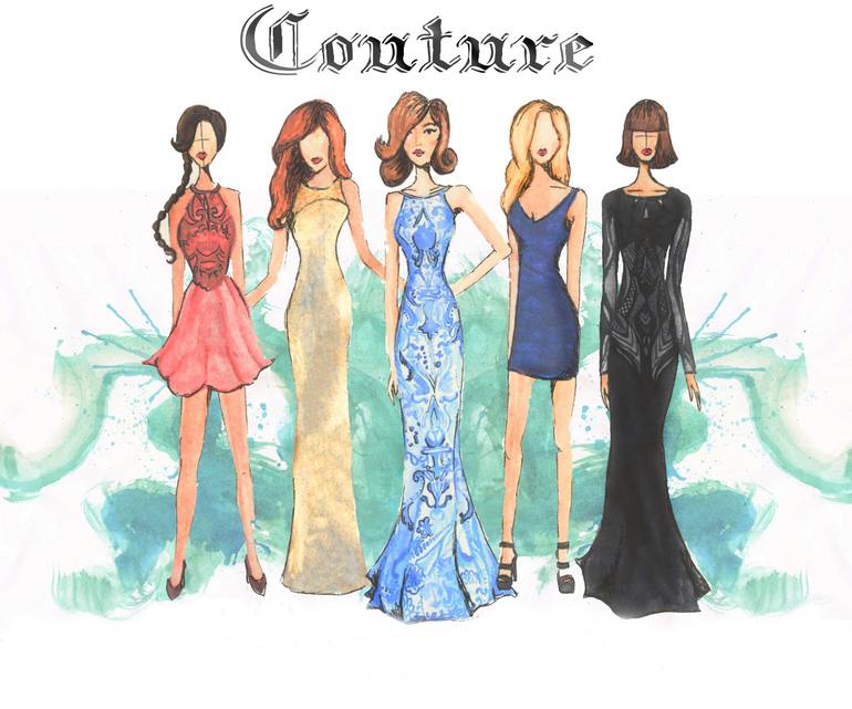 Couture Drawing by Hannah Ghafary | Saatchi Art