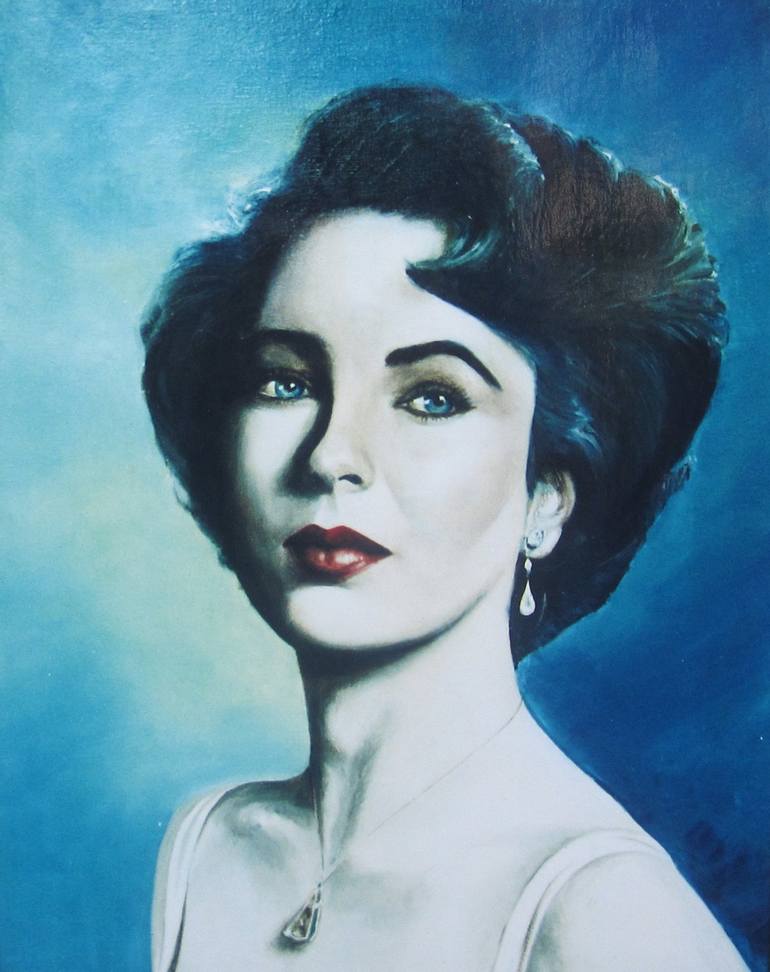 Liz Taylor Painting by Yordan Enchev | Saatchi Art