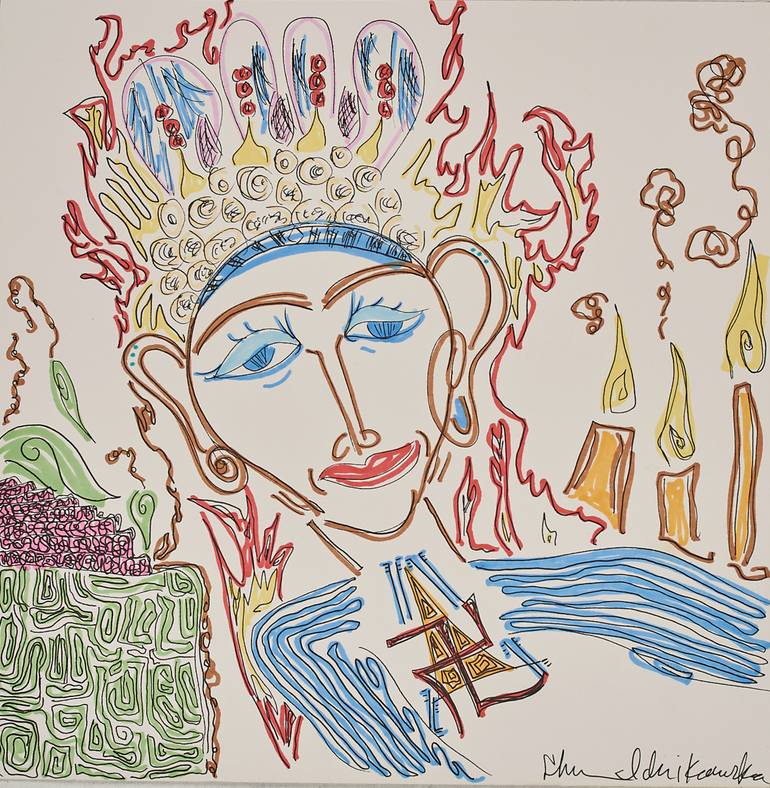 Lazy Sakyamuni Buddha Drawing by Shannon Idzikowska | Saatchi Art