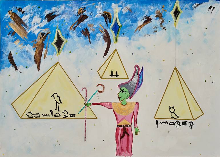 Osiris and the Pyramids, Above are Constellations Painting by Shannon ...