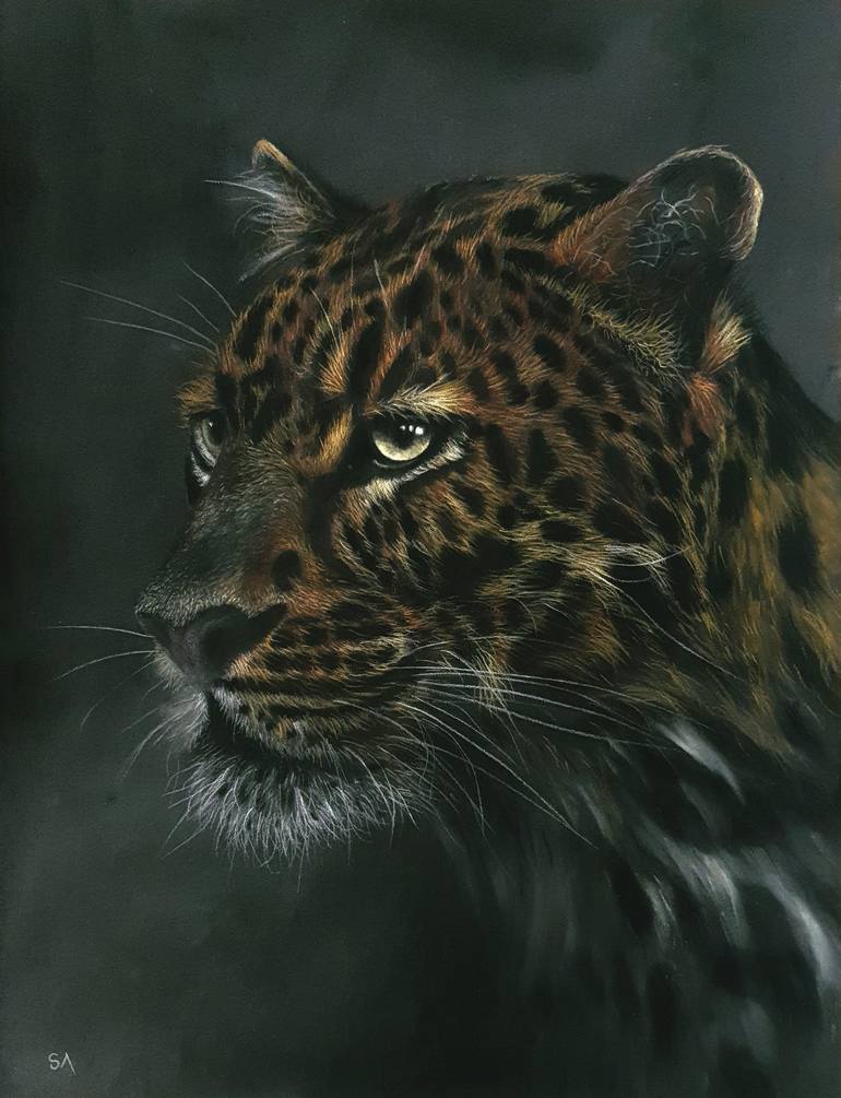 Old Boy Leopards Stare lV Painting by Sean Afford | Saatchi Art