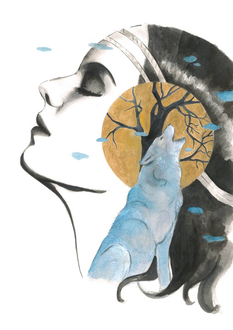 blue night Drawing by Ha Pham | Saatchi Art