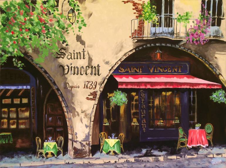 French cafe Painting by Mansi Vora | Saatchi Art