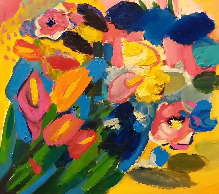 Bouquet de fleurs Painting by Olia Ristic | Saatchi Art