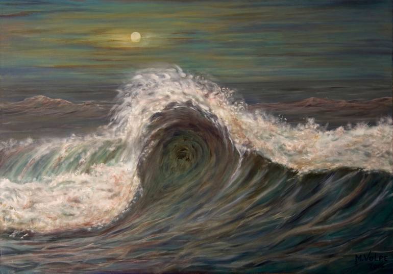 Ola bajo la Luna Painting by Martin Volpe | Saatchi Art