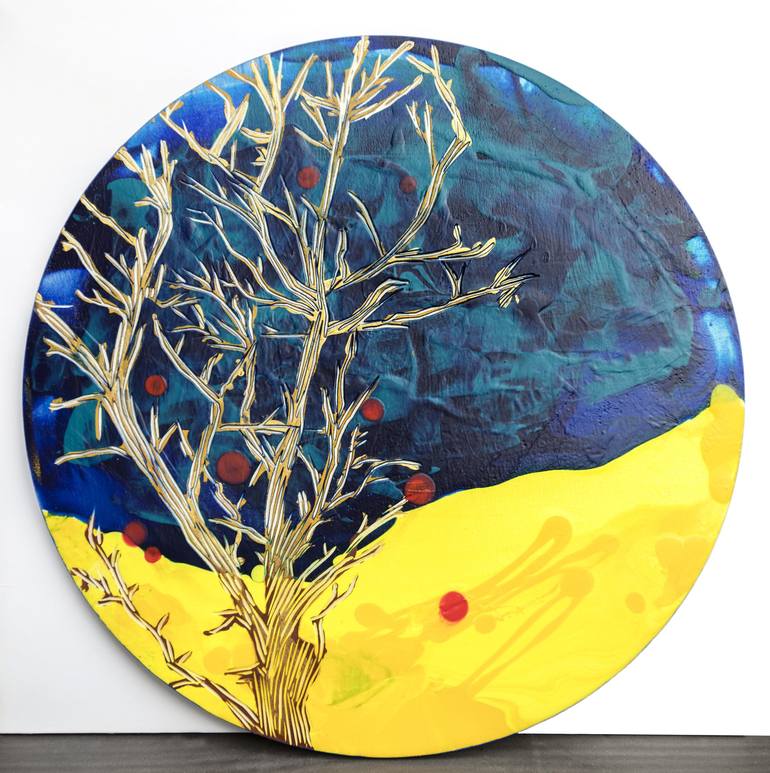Сarved Landscape on Rond wood 8 Painting by Ariadna de Raadt | Saatchi Art
