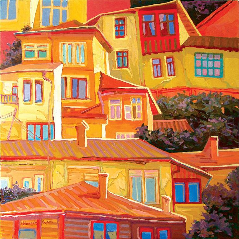 Fairytale town Veliko Tarnovo Painting by Kateryna Ocheredko | Saatchi Art