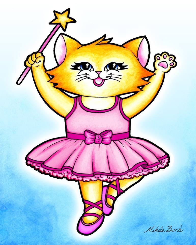 Ballet Kitty Painting by Mikela Bond | Saatchi Art