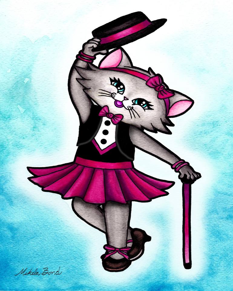 Tap Dance Kitty Painting by Mikela Bond | Saatchi Art