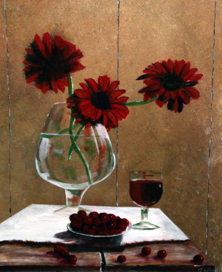 Gerberas Painting by Geert Winkel | Saatchi Art