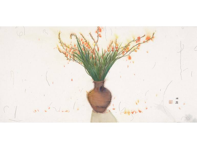 Orchid the bottle Drawing by Li Zhou | Saatchi Art