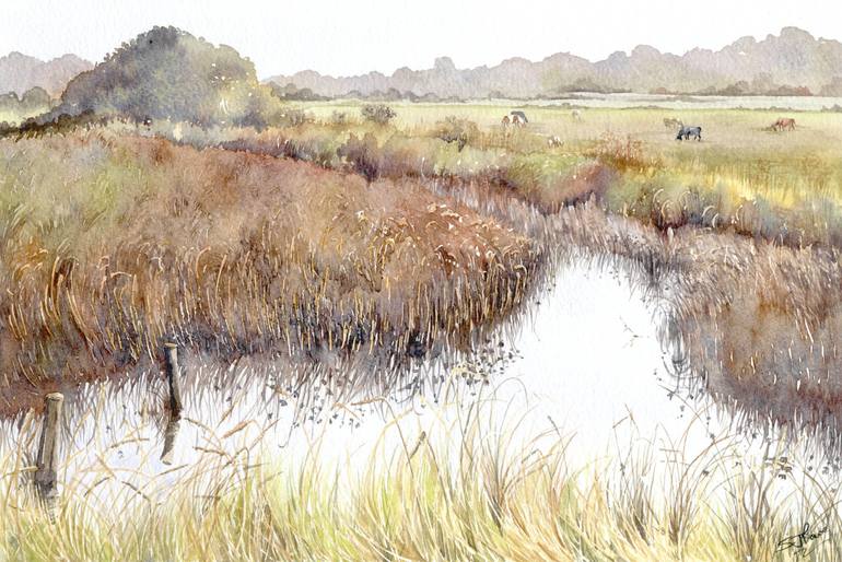 Autumn Reeds Painting by Sue Rowe | Saatchi Art