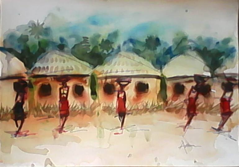 Village market Painting by Henry Appiah | Saatchi Art