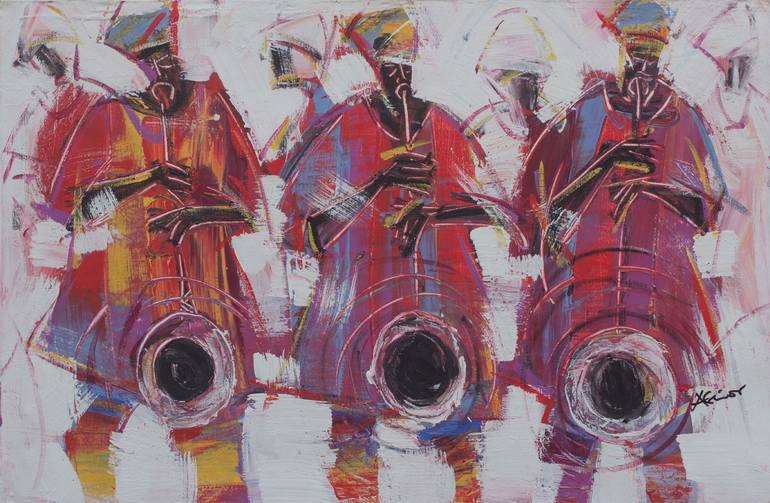 Horn blowers Painting by Henry Appiah | Saatchi Art