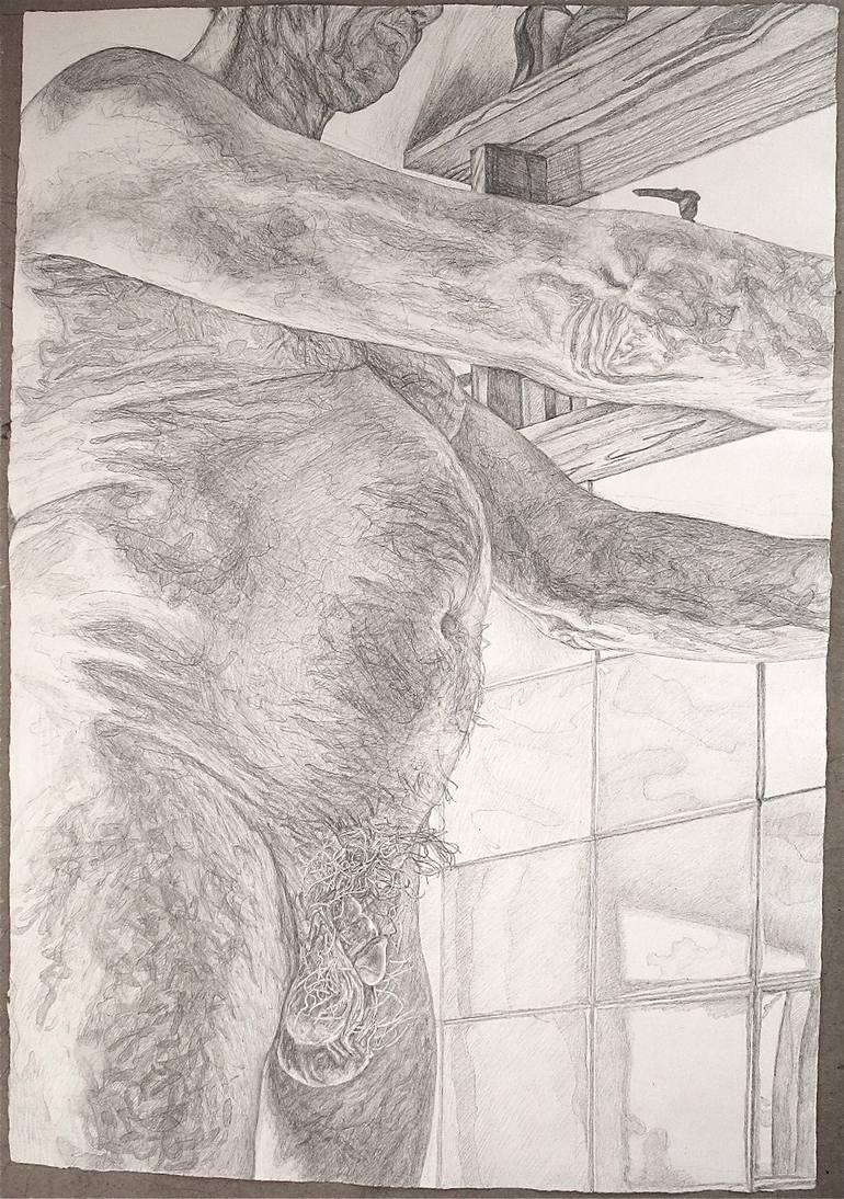 Man in a Bath Drawing by RANDY KLINGER | Saatchi Art