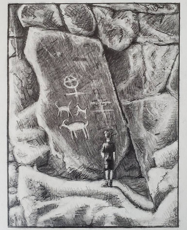 Oscar and the Petroglyphs Drawing by Shelton Walsmith | Saatchi Art