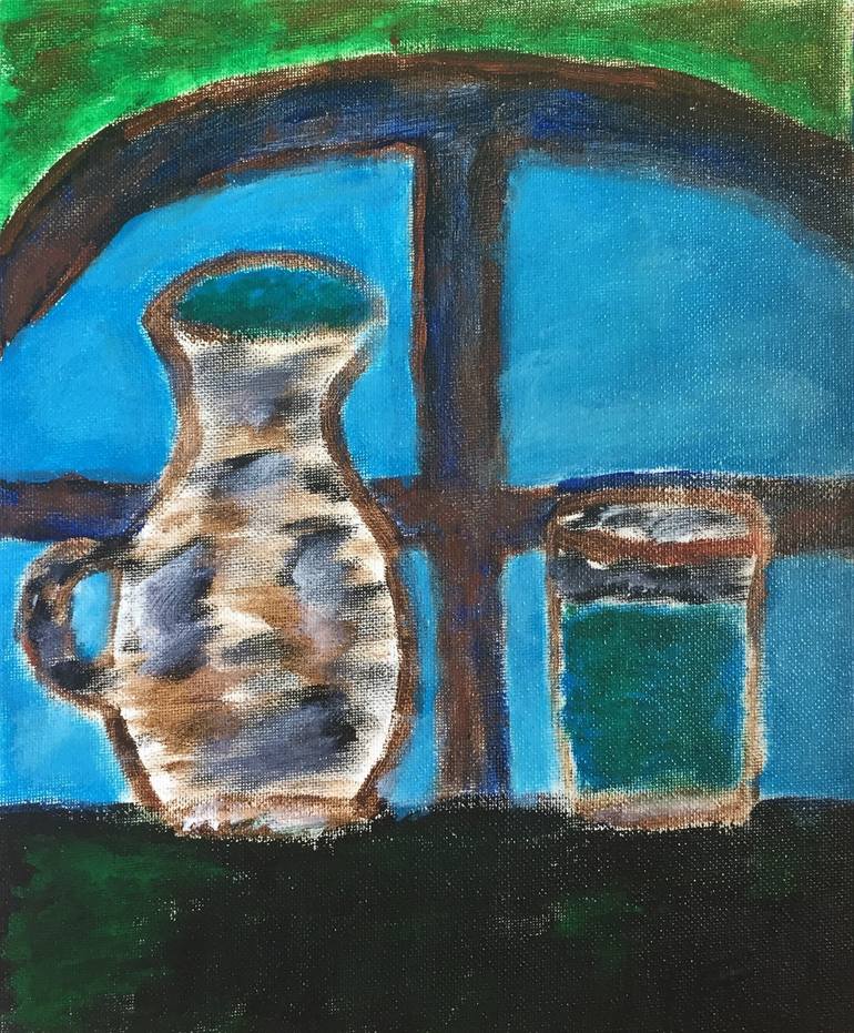Jug and glass of water Painting by Pictures from Giart | Saatchi Art