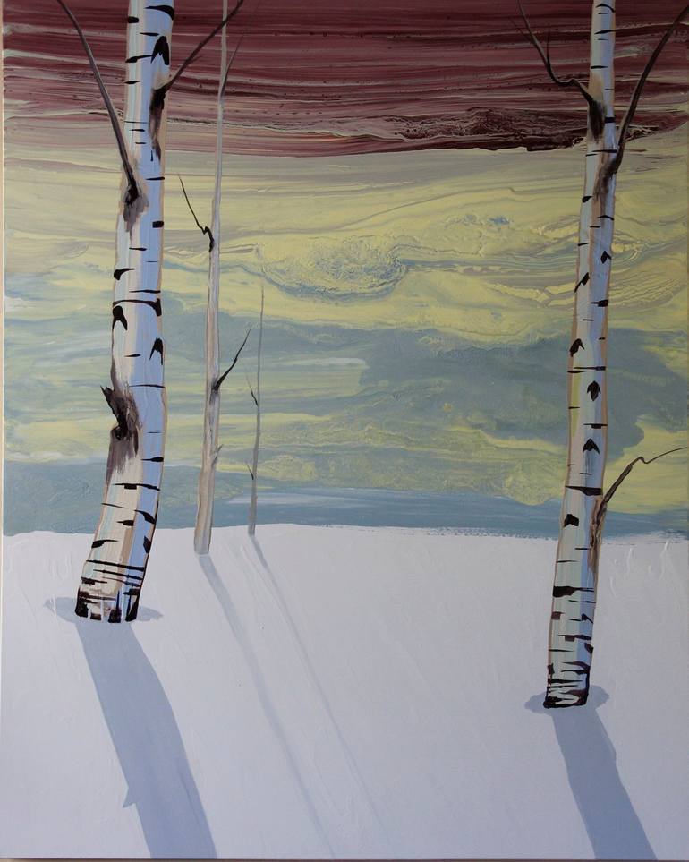 Yellow Swayback Sky in Winter Painting by Mark Lindquist | Saatchi Art