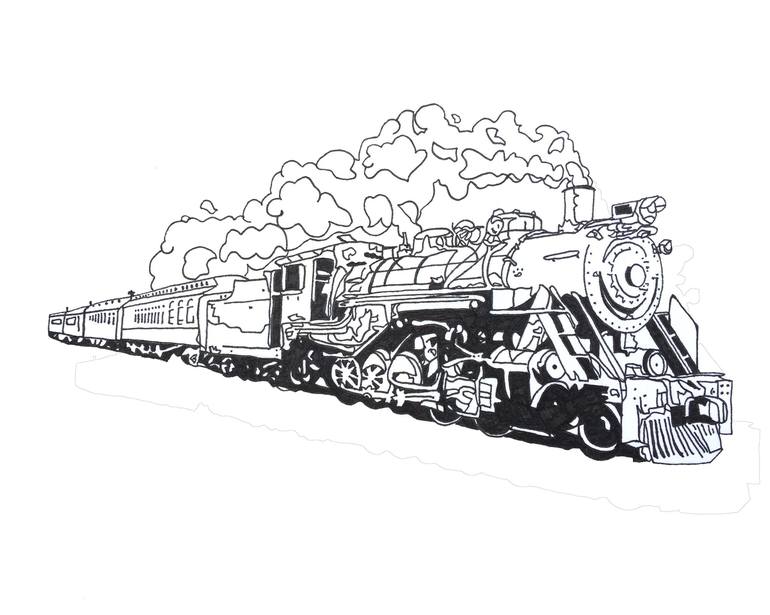 Steam Engine Drawing by Jeffrey Hoffmann | Saatchi Art