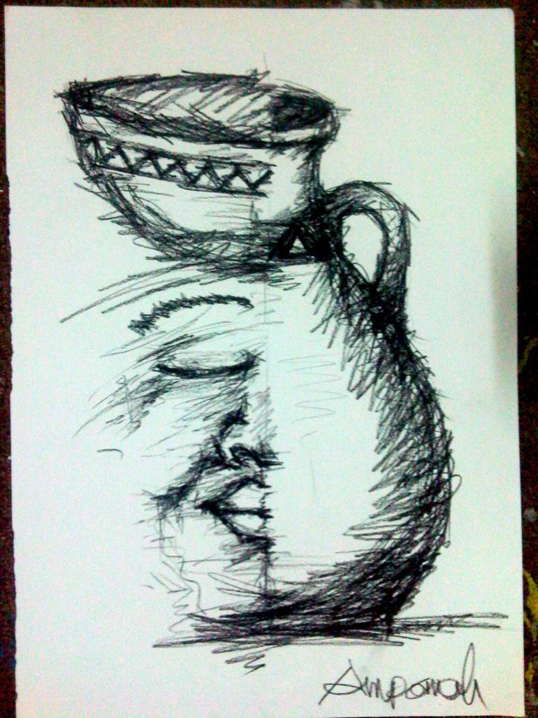 Half face 1 Drawing by Eric Yeboah | Saatchi Art