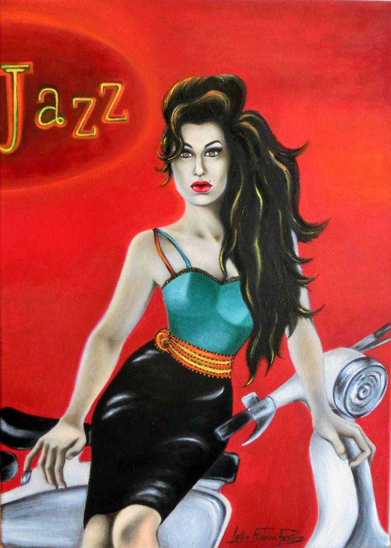 Amy Winehouse Pin Up Style Painting by Lelia Fabiana Perez | Saatchi Art