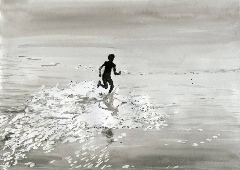 Running sea Drawing by Aleksandar Avramovic | Saatchi Art