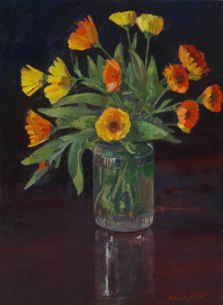 Calendulas Painting by Roland Weight | Saatchi Art