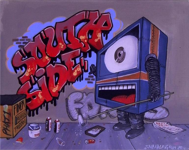 South Side Graffiti Painting by Simon Darlington | Saatchi Art