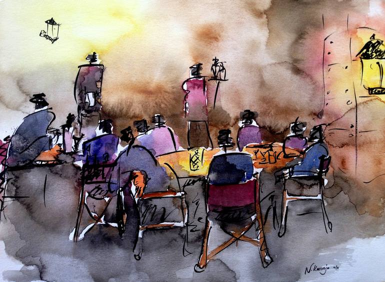 waiting tables Painting by Patrick N Karanja | Saatchi Art