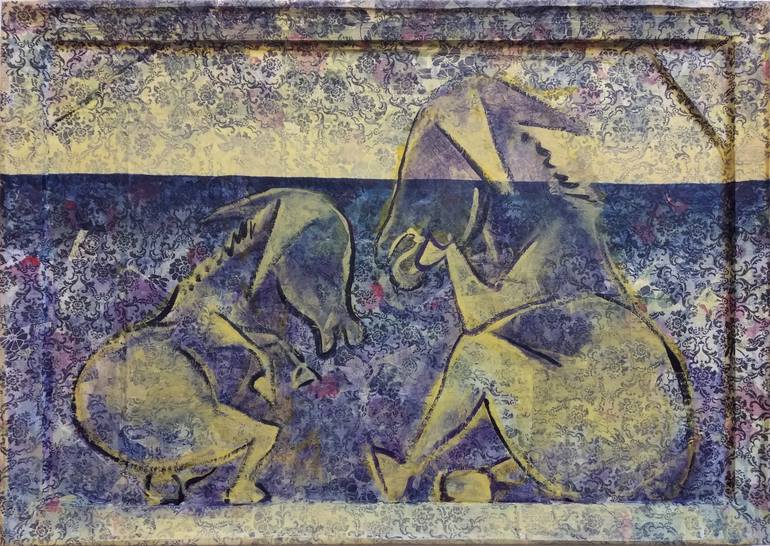 Donkeys Painting by ilan sadeh | Saatchi Art