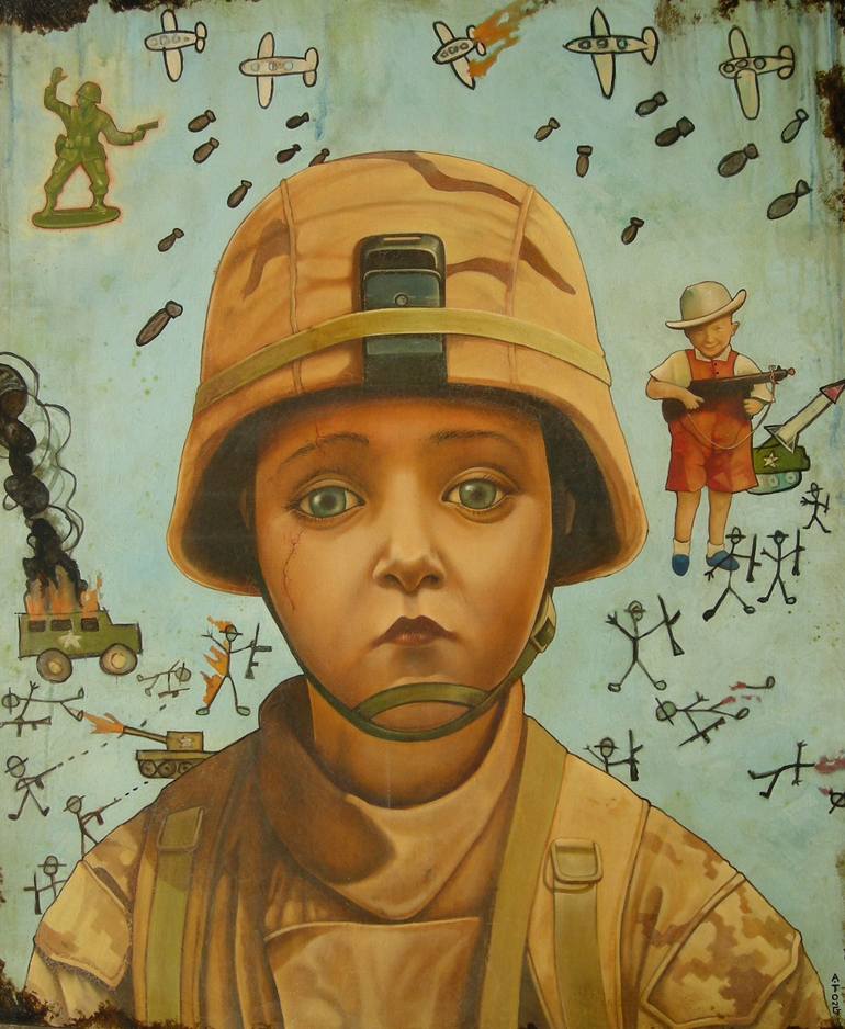 Billy Goes To War Painting by Andrew Tong | Saatchi Art