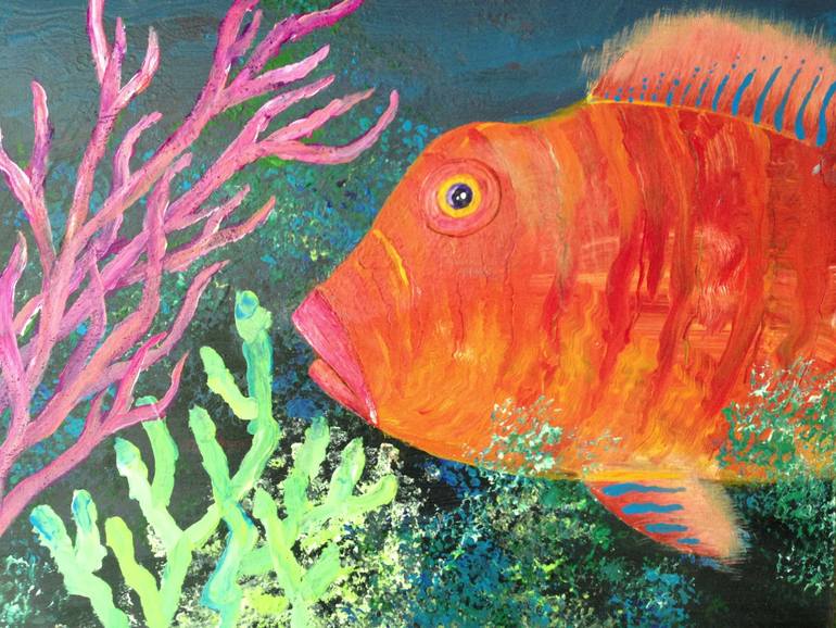 Big Orange Fish Painting by Robert Cooke | Saatchi Art